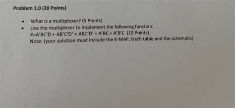 Solved Problem 10 20 Points • What Is A Multiplexer 5