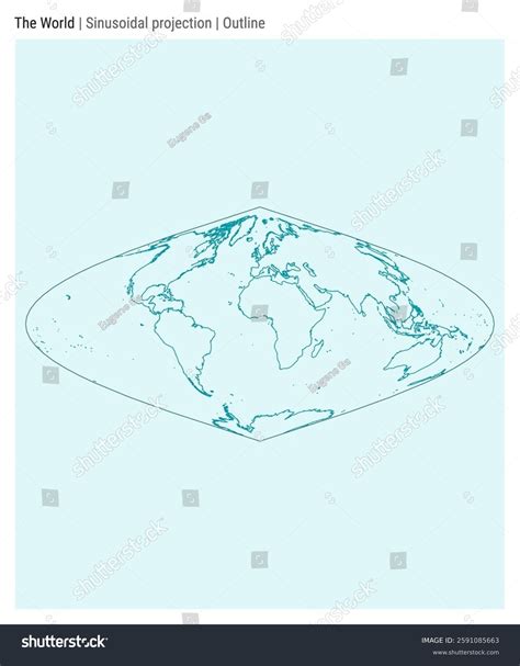 World Map Sinusoidal Projection Outline Style Stock Vector Royalty Free 2591085663 Shutterstock