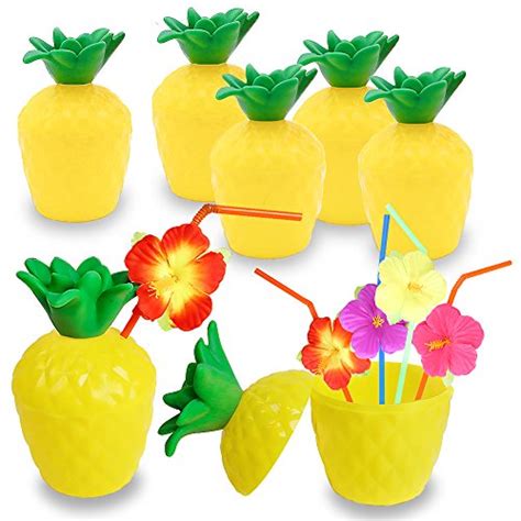 Buy Futureplusx 12pcs Tropical Pineapple Drink Cups Plastic Hawaii Party Cups With Straws For