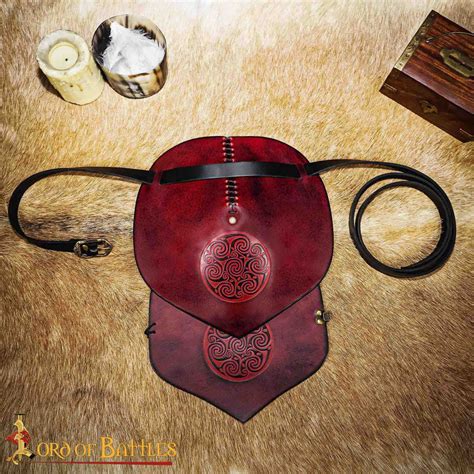 Celtic Circle Leather Spaulder Armour Red Make Your Own Medieval