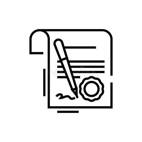 Official Document Line Icon Concept Sign Outline Vector Illustration Linear Symbol Stock