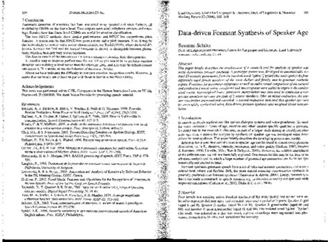 Pdf Data Driven Formant Synthesis Of Speaker Age