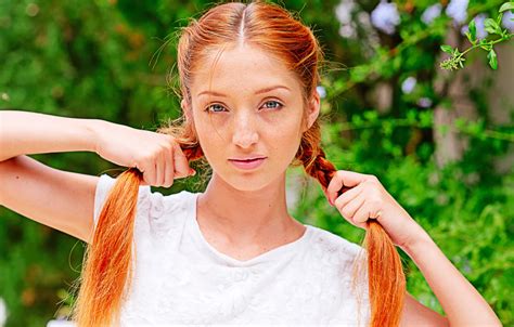 Wallpaper Girl Look Lips Face Braids Red Red Fox Micca For Mobile And Desktop Section