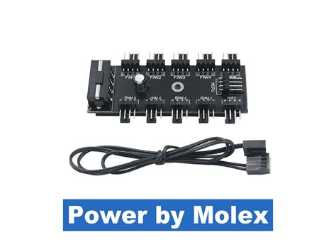 EnLabs PWMHUB10D 10 Ports 4 Pin PWM Fan Hub Molex 4pin To 10 Fan Power