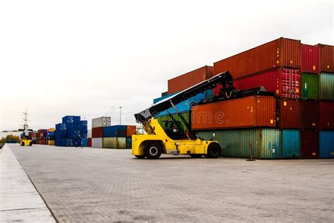 Forklift Handling Cargo Container Freight Container Loading Stock