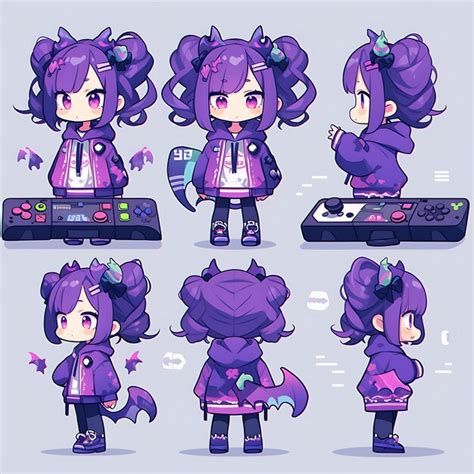 Premium Photo Character Of Female Dragon Themed Chibi Kawaii Video Game Developer Geek Concept
