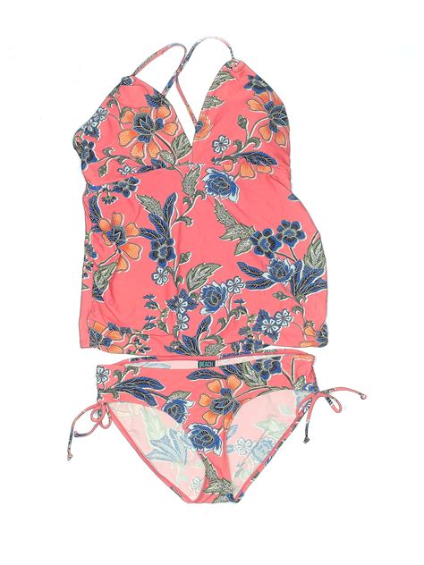 Beach Bump By Motherhood Pink Two Piece Swimsuit Size L Maternity