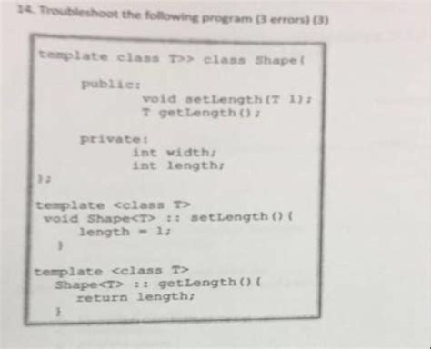 Solved Troubleshoot The Following Program Errors Chegg
