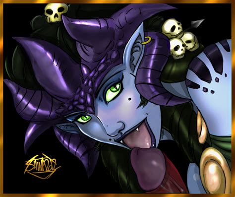 Rule 34 1girls Blowjob Blue Skin Darksiders Darksiders 2 Demon Demon Ears Demon Girl Demon