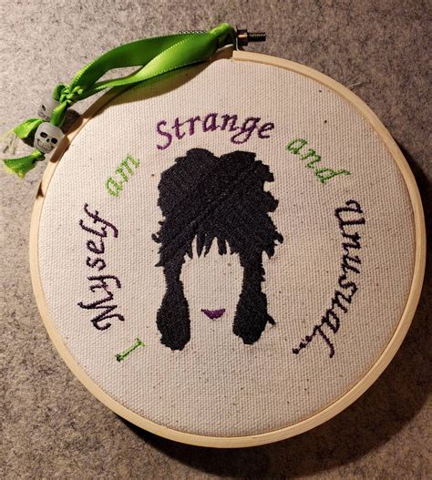 Beetlejuice Embroidery Sign Wall Hanging Lydia Deetz I Myself Am Str