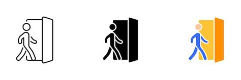 Premium Vector A Vector Illustration Of A Person Walking Towards An Exit Sign Vector Set Of