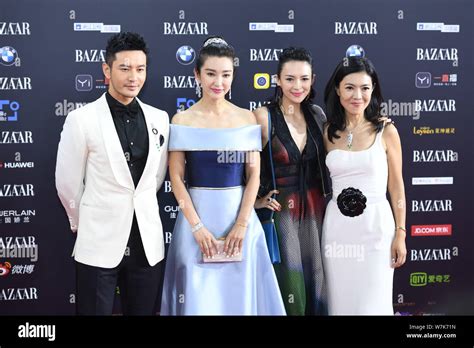 From Left Chinese Actor Huang Xiaoming Actresses Li Bingbing And