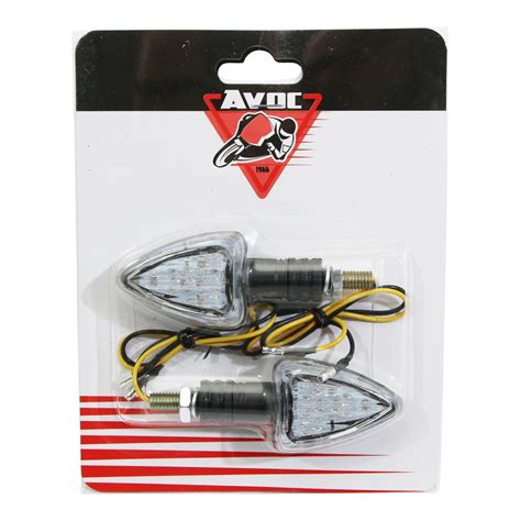 Clignotants LED Avoc Aso noir transparent Pièces Electrique sur La Bécanerie
