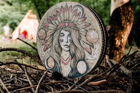 Shaman Native Woman Drum Vegan Tunable Membrane Shamanic Etsy