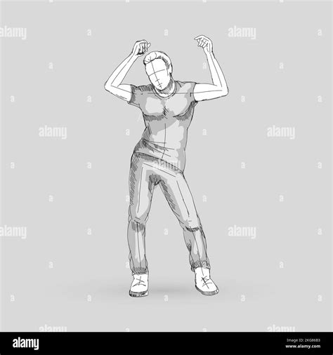 Modern Style Dancer Posing Sketch Of A Man Dancer On A Gray Stock