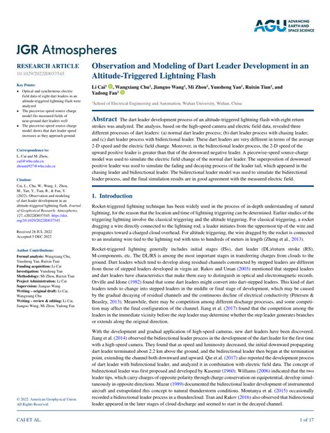 Observation And Modeling Of Dart Leader Development In An Altitude
