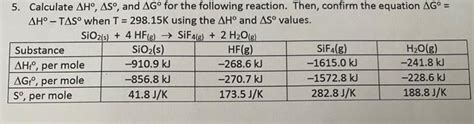 solved 5 calculate ah asº and agº for the following