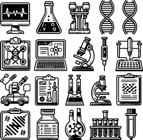 Dna Investigation Laboratory Icons Set Outline Se Vector Image