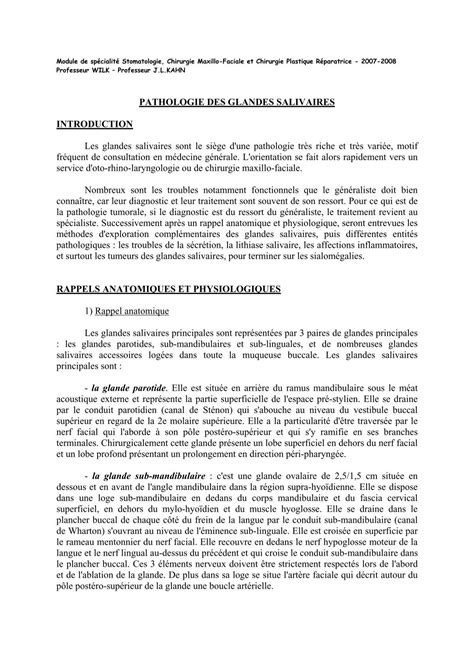 PATHOLOGIE DES GLANDES SALIVAIRES INTRODUCTION Les