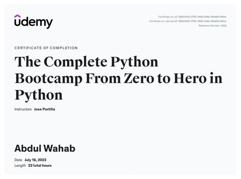 abdul wahab on linkedin i completed my python course on udemy app this