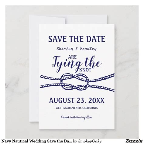 Navy Nautical Wedding Save The Date Card Zazzle Artofit