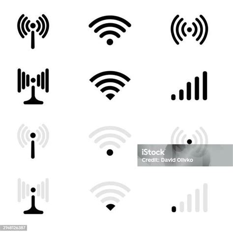 Wifi 무선 연결 안테나 신호 강도 아이콘 고립된 흰색 배경에 벡터입니다 0명에 대한 스톡 벡터 아트 및 기타 이미지 0명