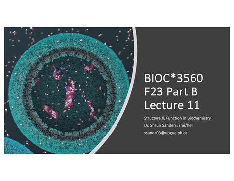 BIOC3560 Lecture 11 BIOC F23 Part B Lecture 11 Structure Function