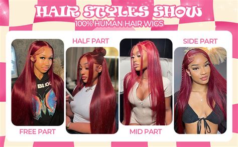 Pipiha 99j Burgundy Lace Front Wigs Human Hair 28 Inch