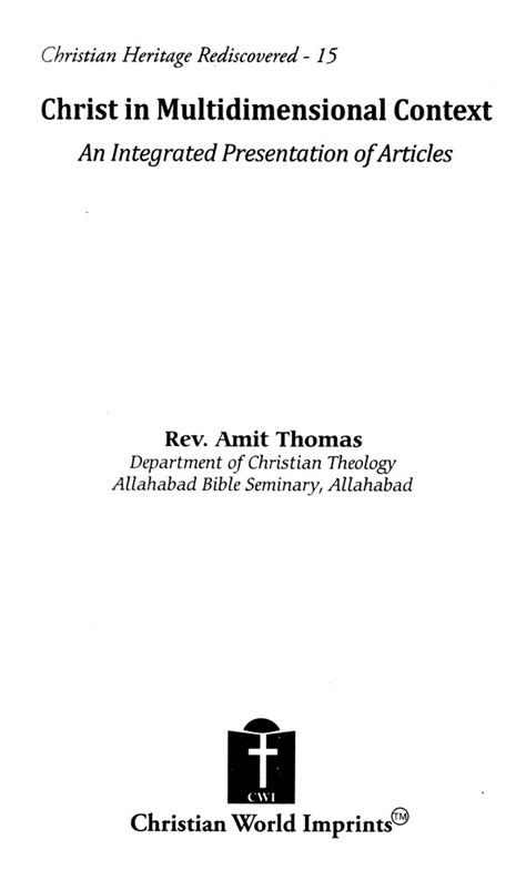 Christ In Multidimensional Context An Integrated Presentation Of