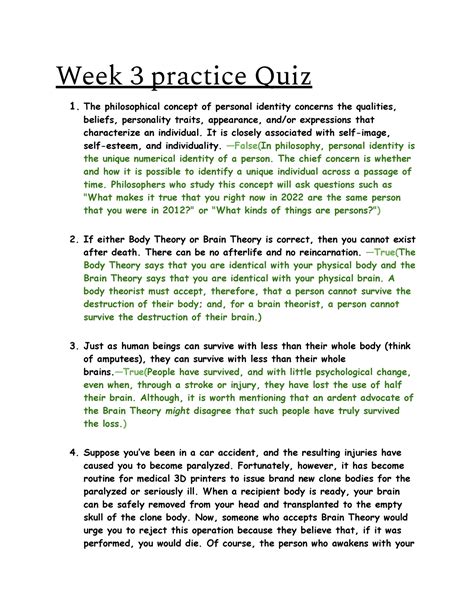 Week 3 Practice Quiz Week 3 Practice Quiz 1 The Philosophical