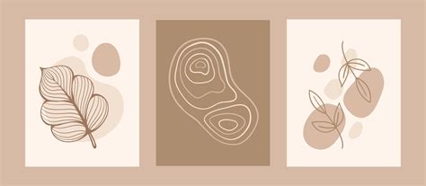 Abstract Boho Floral Simple Minimalist Hand Drawn Art Background