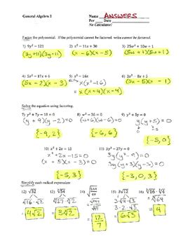 Worksheet Solving Quadratic Equations Radicals And Imaginary Numbers