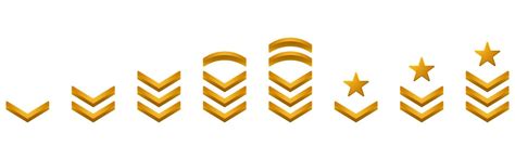 Chevron Stripes Badge Gold Symbol Military Insignia Soldier Sergeant General Major Officer