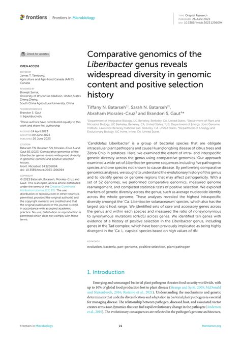Pdf Comparative Genomics Of The Liberibacter Genus Reveals Widespread Diversity In Genomic