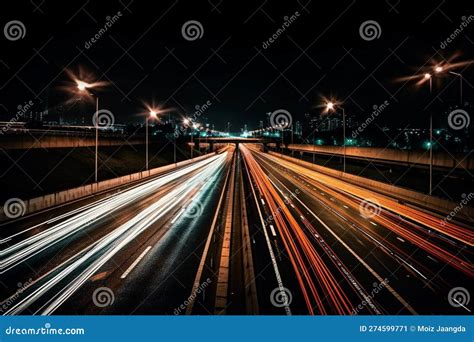Highway Car Light Trails At Night Stock Illustration Illustration Of