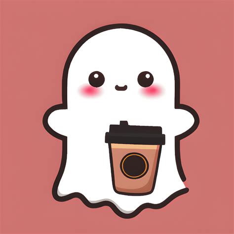 Cute Ghost Holding Coffee · Creative Fabrica