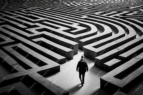 Premium Ai Image A Man Walks Into A Large Labyrinth Searching For A