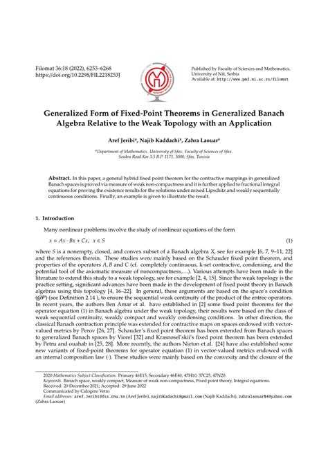 Pdf Generalized Form Of Fixed Point Theorems In Generalized Banach