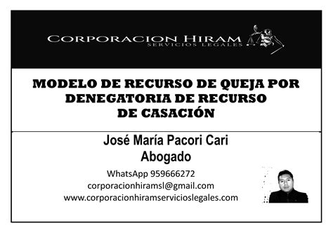 Modelo De Recurso De Queja Por Denegatoria De Recurso De CasaciÓn