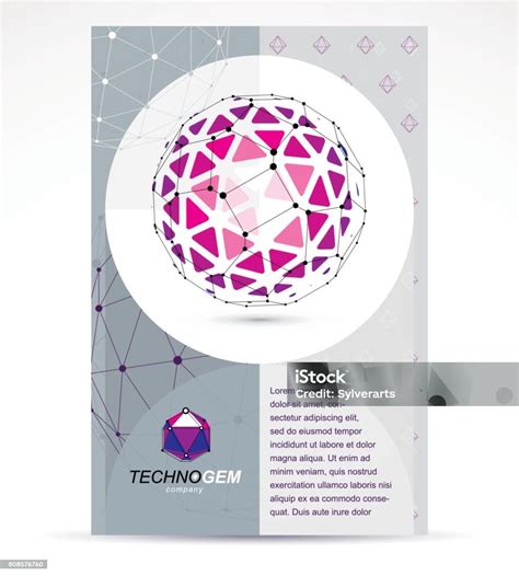 웹 기술 책자 표지 디자인 회사 3d 디자인 화려한 추상적인 벡터 측면 모양입니다 0명에 대한 스톡 벡터 아트 및 기타 이미지 0명 3차원 형태 개념 Istock