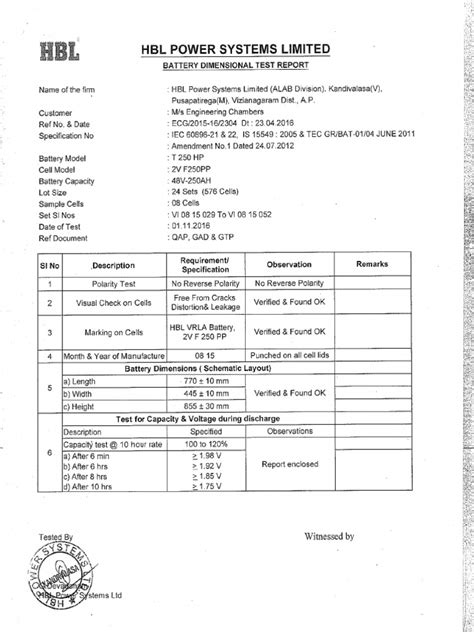 Battery Test Report Pdf