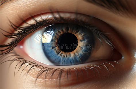 Macro Pupil Retina Human Eye Eyeball Female Eyes With Long Eyelashes
