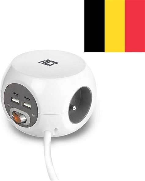 act powercube met usb c 3 stopcontacten type e 2x usb c 2x usb a