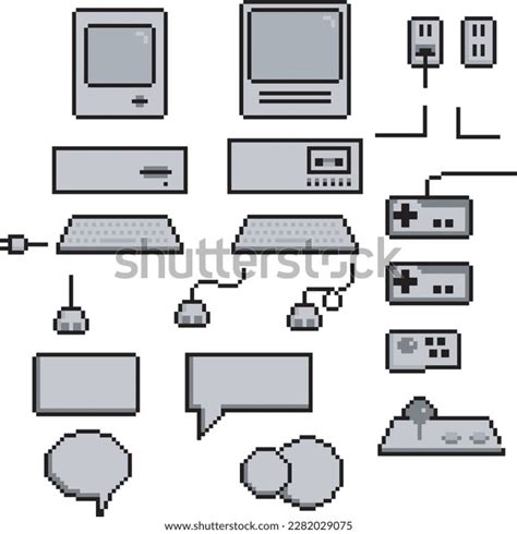 Pixel Art Retro Computer Illustration Set Stock Vector Royalty Free Shutterstock