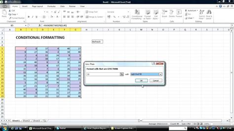 Excel Conditional Formatting 2 Highlight Cell Rules Less Than Youtube