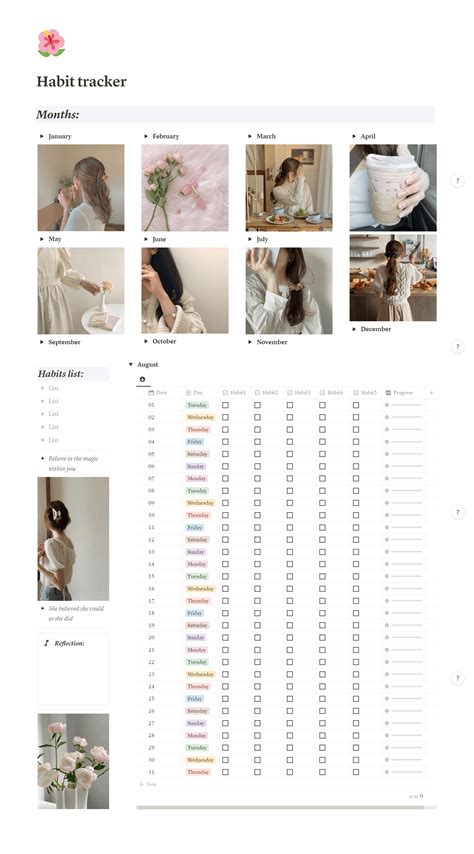 Habit Tracker Aesthetic Monthly Tracker Notion Template R