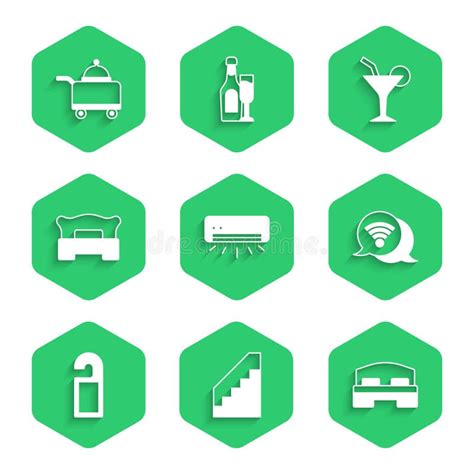 Set Air Conditioner Stairs Hotel Room Bed Wi Fi Wireless Internet Please Do Not Disturb