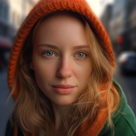 Premium Photo Vibrant Redhead Illustration Beautiful Woman Model With