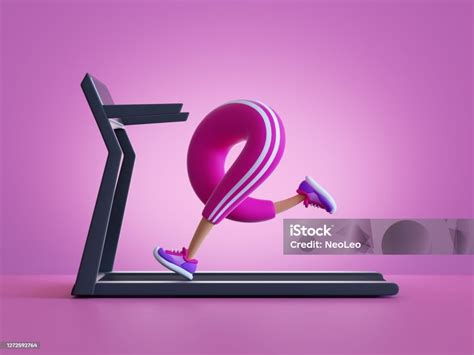3d 렌더링 만화 캐릭터 다리는 러닝 머신에서 실행 분홍색 배경에 고립 된 스포츠 클립 아트 심장 훈련 일러스트레이션 다리 신체