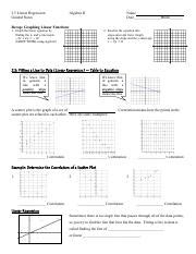 Linear Regression Notes Pdf 2 5 Linear Regression Guided Notes Algebra II Name Date Block